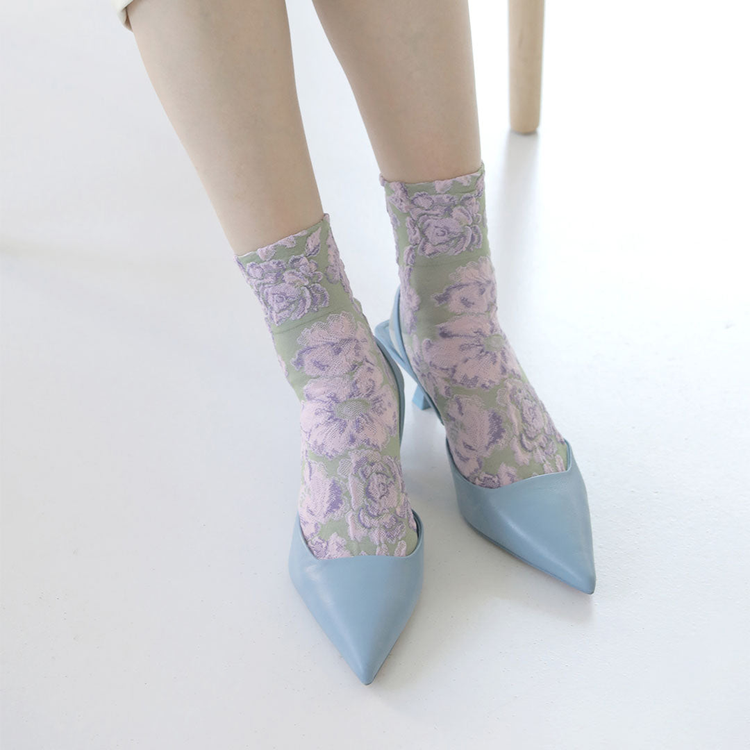 Flower Print Frilly Socks – Tabio UK