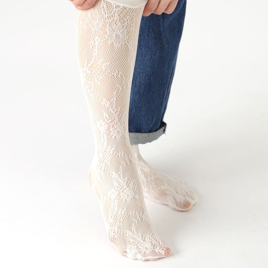 Raschel Lacy Flower Knee High Pop Socks – Tabio UK